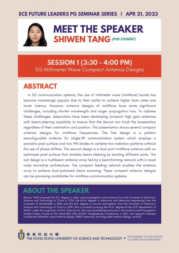 Department of Electronic & Computer Engineering - ECE FUTURE LEADERS PG SEMINAR SERIES ...